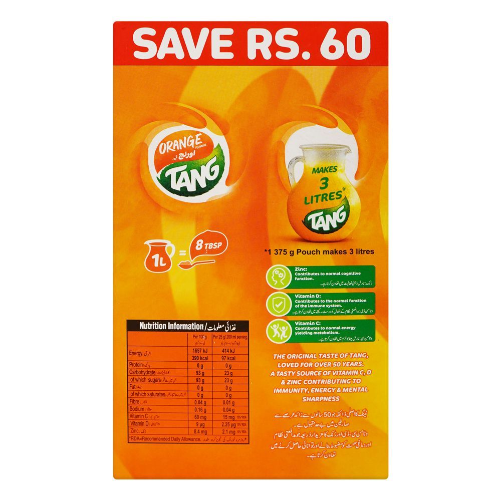 Tang Orange, Lemon & Pepper Powdered Drink Pouch, 375g Each, Promo Pack