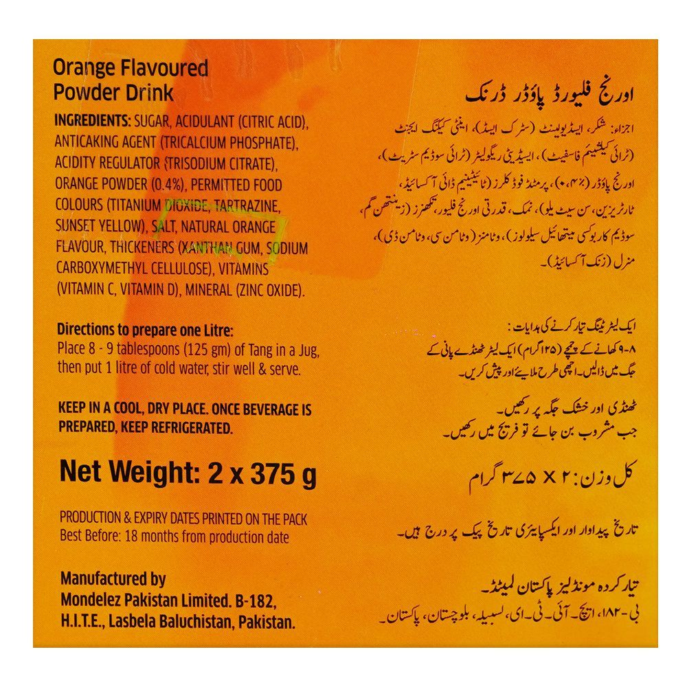 Tang Orange Powdered Drink Pouch, 375g Each, Promo Pack
