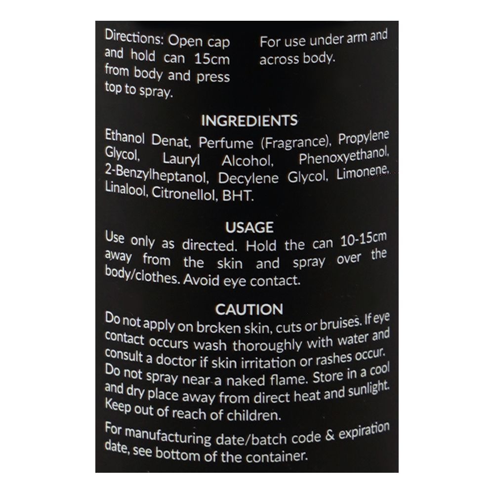 Markhor Noir Flare Deodorant Body Spray (No-Gas), For Men, 120ml