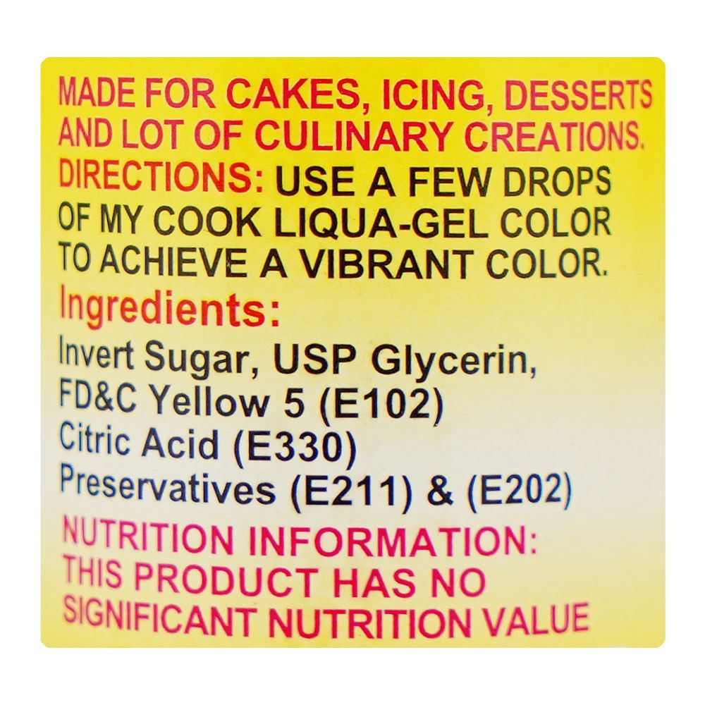 My Cook Bright Yellow Food Coloring Gel, 25g