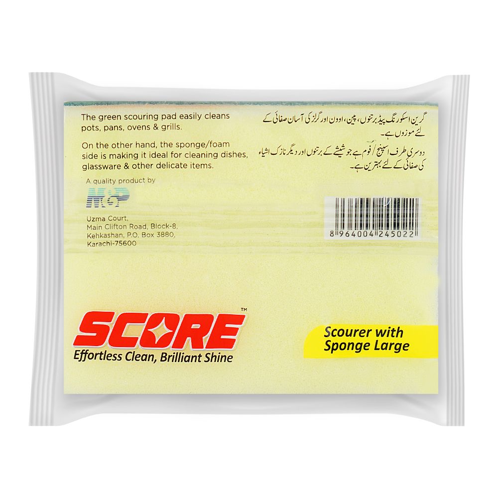 Score Kitchen Green Scourer With Large Sponge, 1-Pack