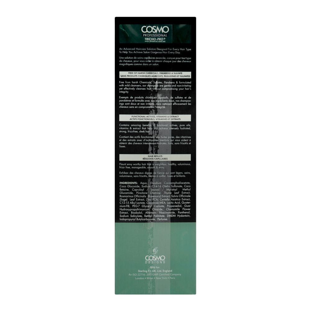 Cosmo Professional Scalp Relief Anti-Dandruff Shampoo, Sulphate & Paraben Free, For Oily Hair ...