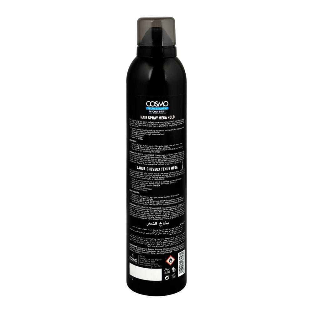Cosmo Professional Mega Hold Hair Spray, Level 5, Lightweight Formula ...