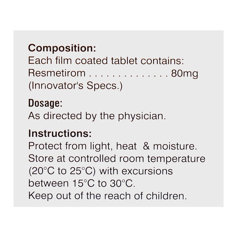 Helix Pharma Resmeta Tablet, 80mg, 14-Pack