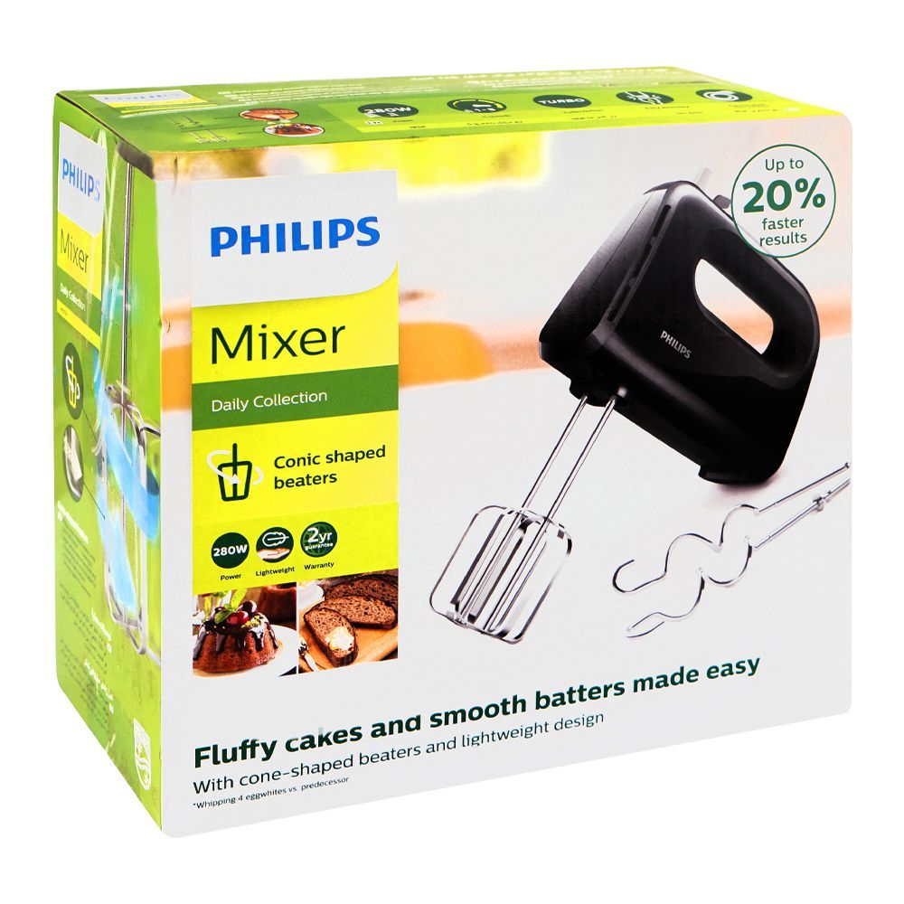 Philips Daily Collection Hand Mixer, 280W, Black, HR-3704/11