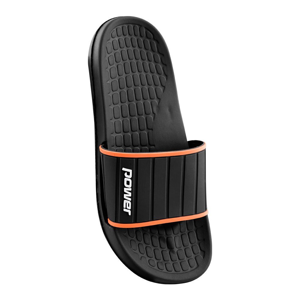 Bata Men's Rubber Slide Slippers, Black & Orange, 8712073