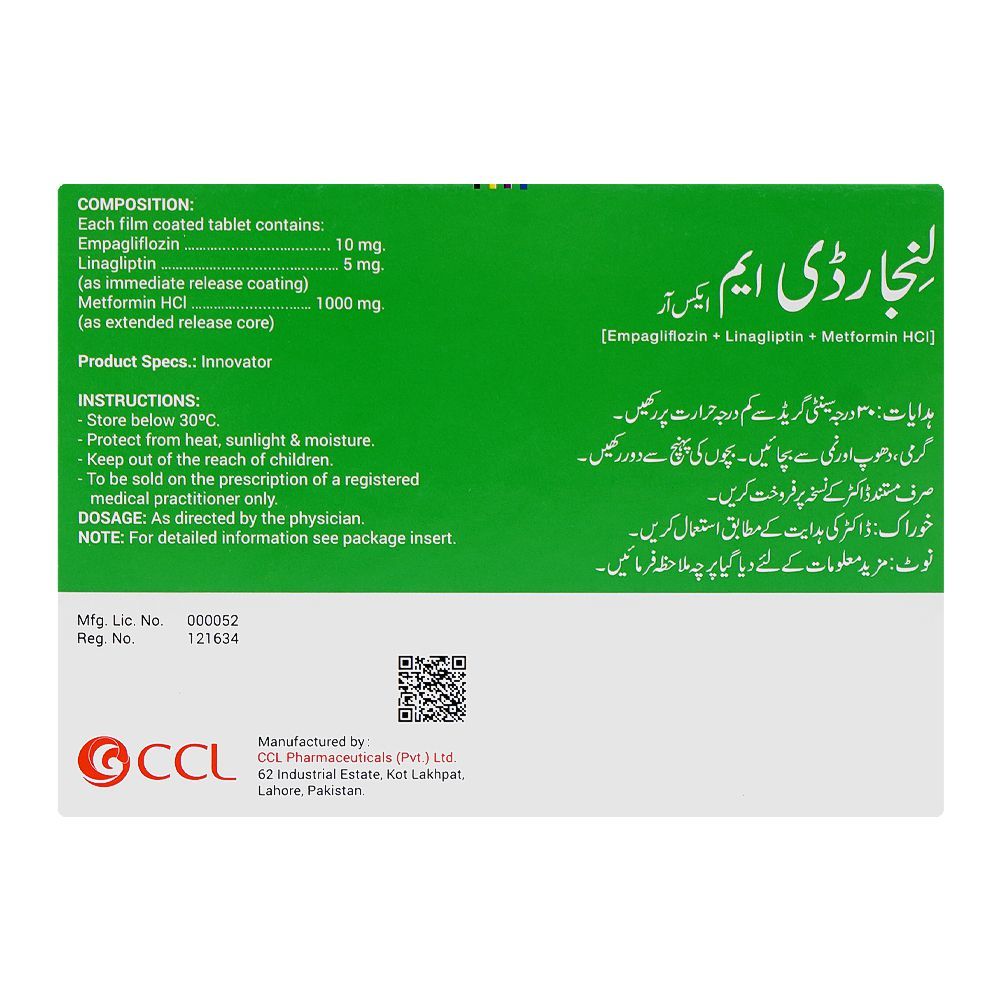 CCL Pharmaceuticals Linjardy-M XR Tablet, 10/5/1000mg, 14-Pack