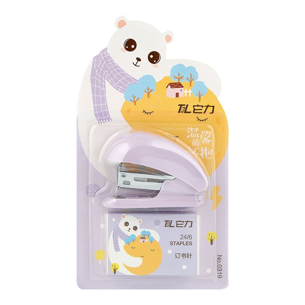 UBS Cute Panda Mini Stapler Set, Purple, 0319
