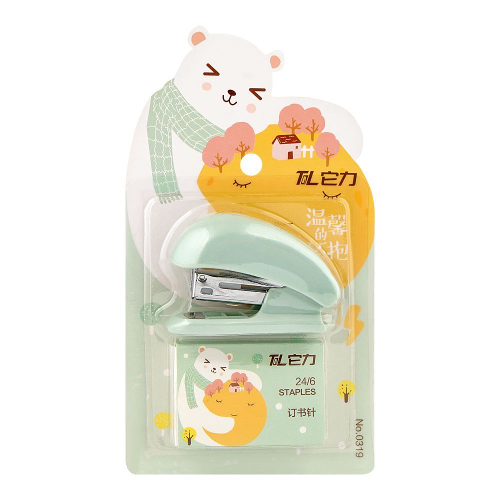 UBS Cute Panda Mini Stapler Set, Green, 0319