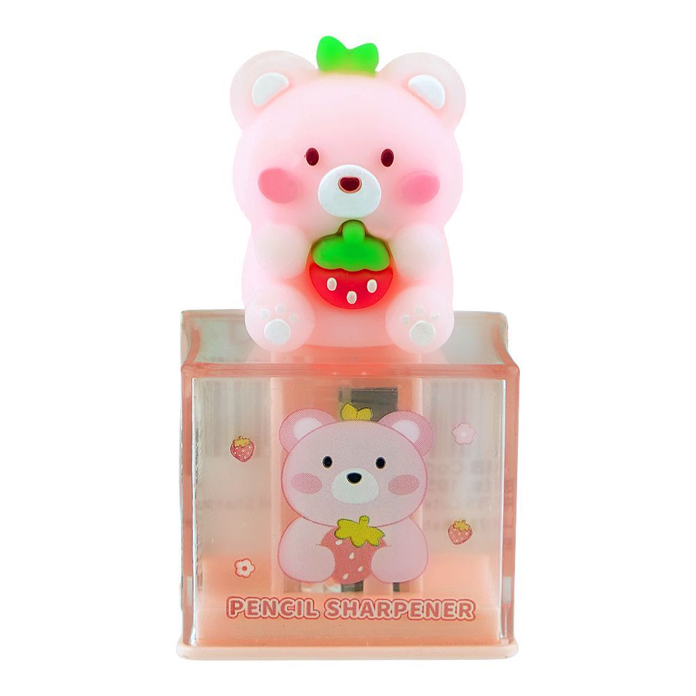 UBS Cute Bear Shaped Pencil Sharpener, Baby Pink, 1-Pack, 3717