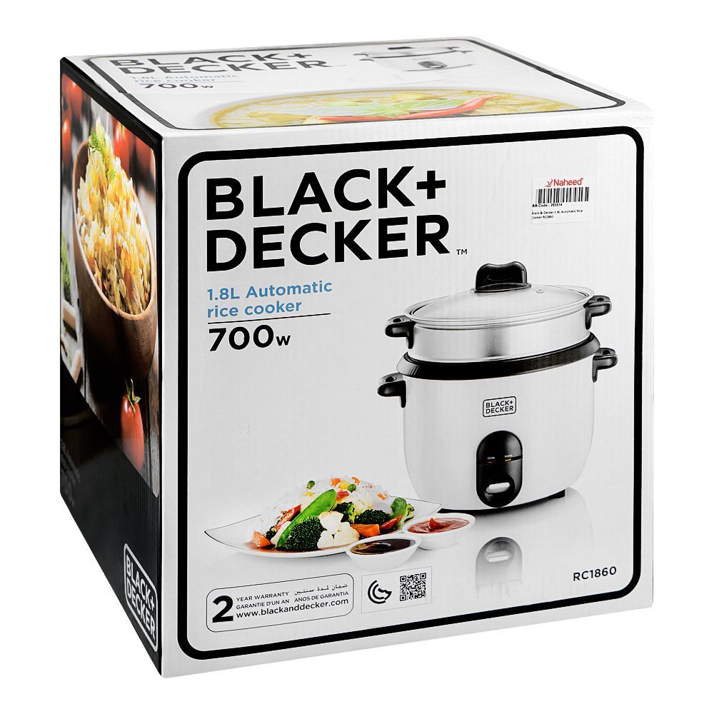 Black & Decker Automatic Rice Cooker, 1800ml Capacity, 700W, RC1860