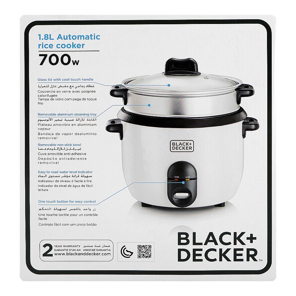 Black & Decker Automatic Rice Cooker, 1800ml Capacity, 700W, RC1860