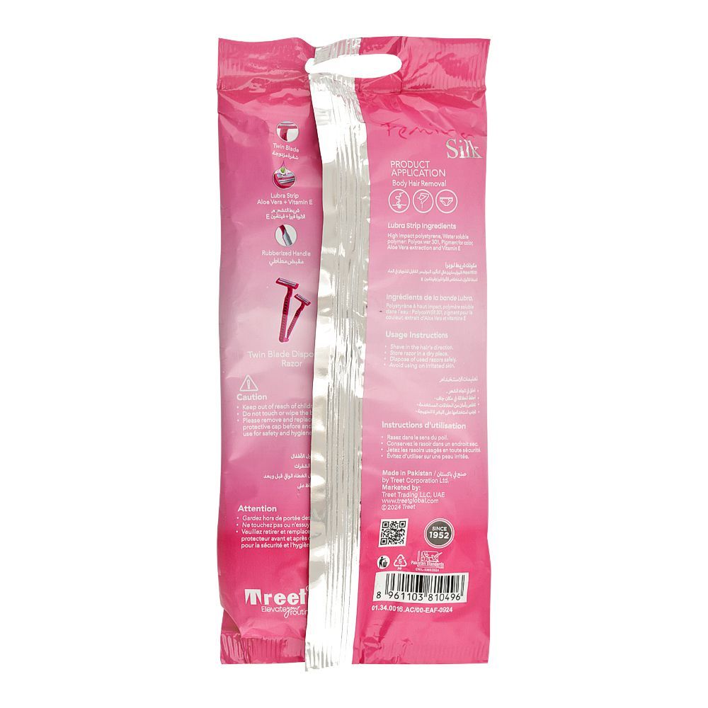 Treet Femina Silk Disposable Razor For Women, 5-Pack