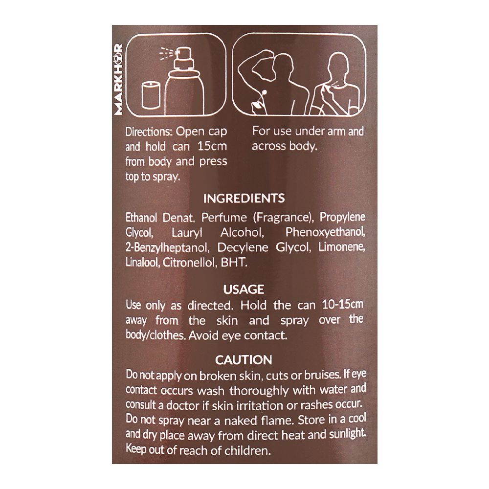 Markhor Blanc Royale Oud No Gas Body Spray, For Men, 120ml