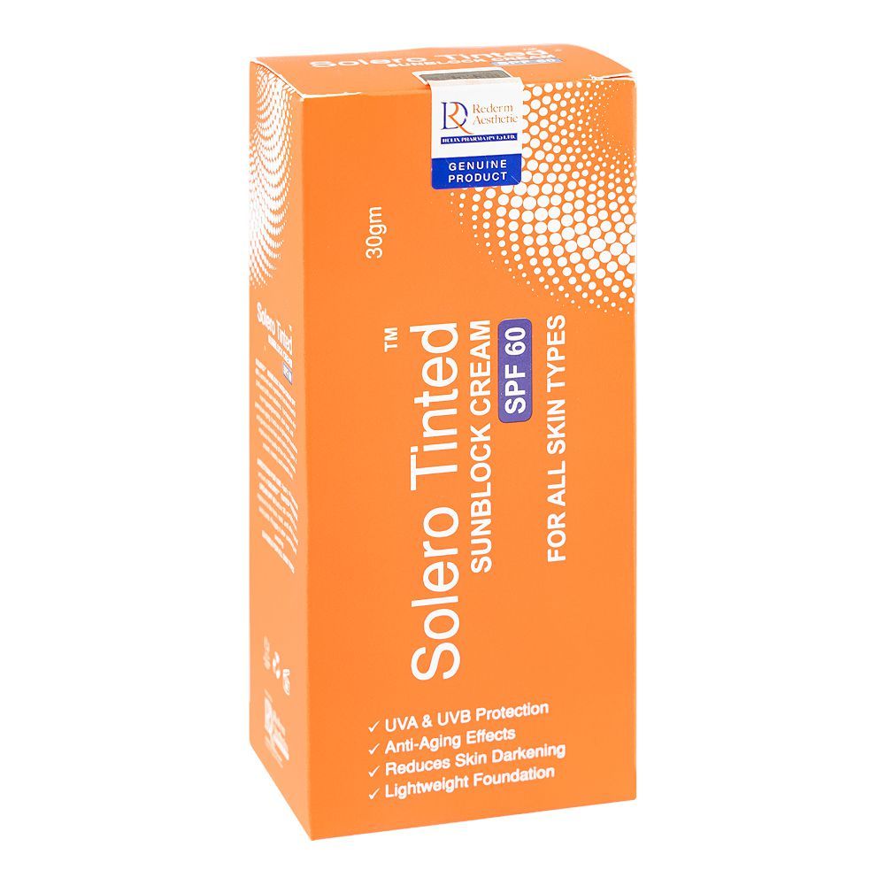 Rederm Aesthetics Solero Tinted Sunblock Cream, SPF-60, For All Skin ...