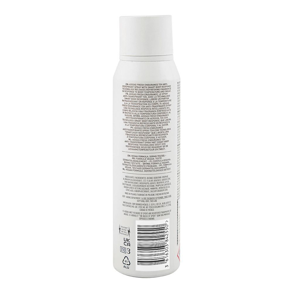 Adidas Fresh Endurance 72H Anti-Perspirant Deodorant Body Spray, For ...