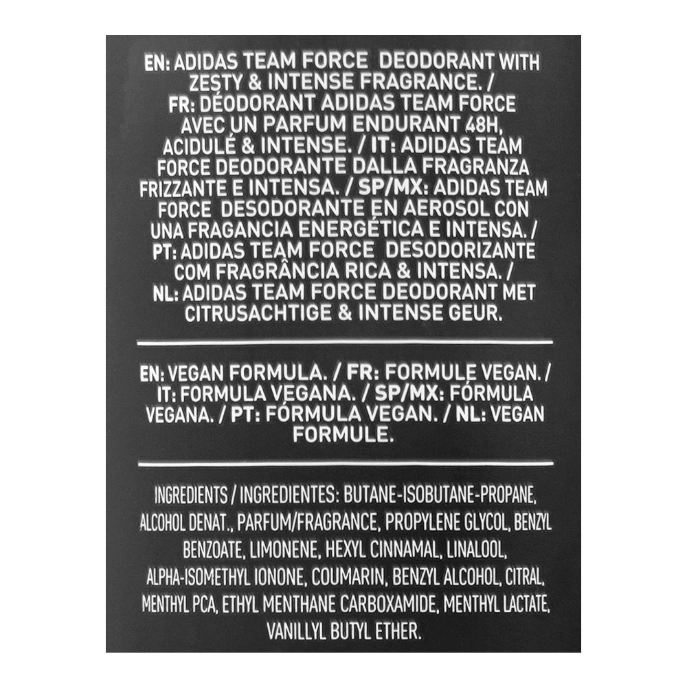 Adidas Team Force 48H Zesty & Intense Deodorant Body Spray, For Men, 150ml