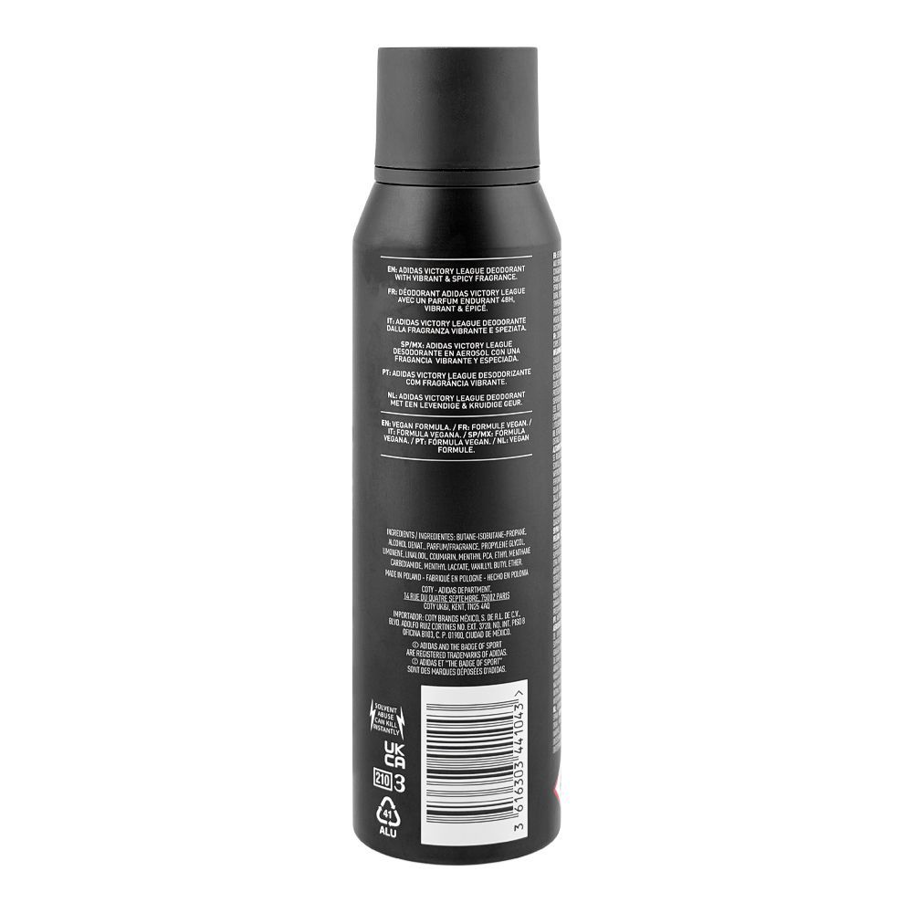 Adidas Victory League 48H Vibrant & Spicy Deodorant Body Spray, For Men ...