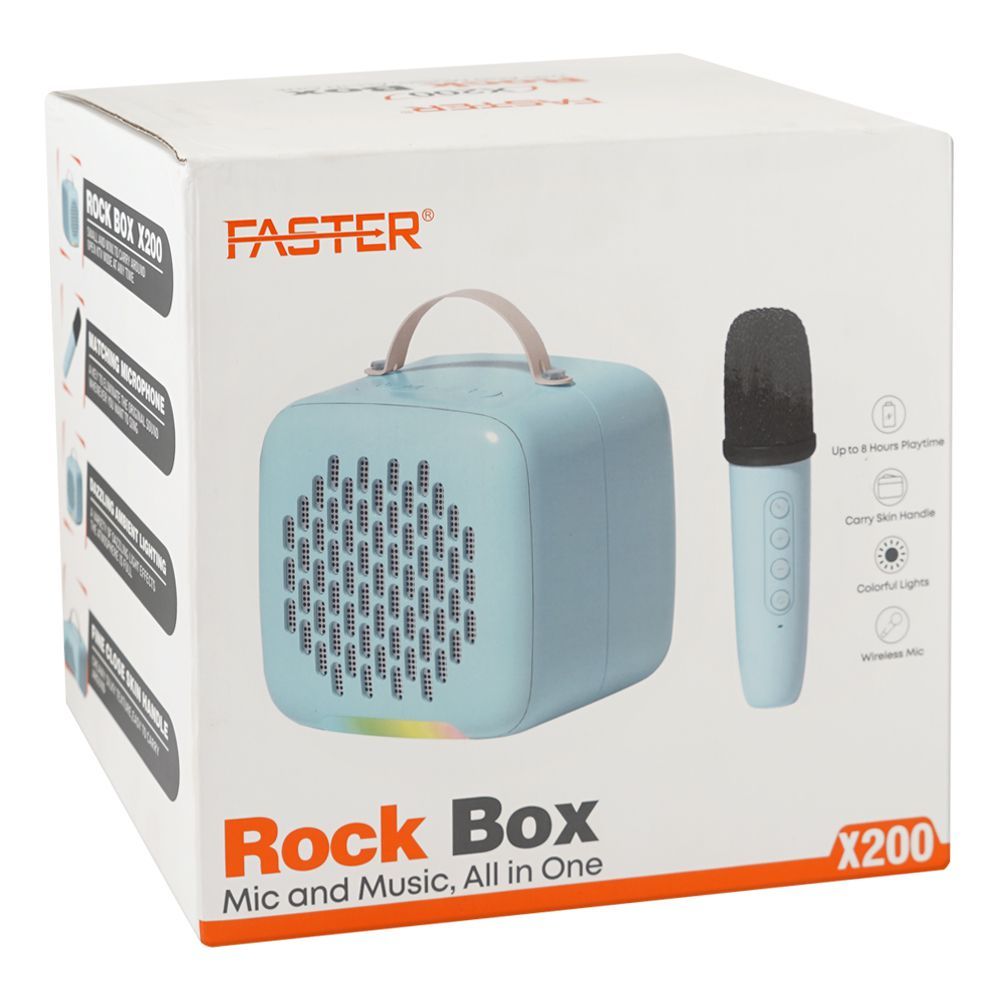 Faster Rock Box Mic And Music, All In One, Blue, X200