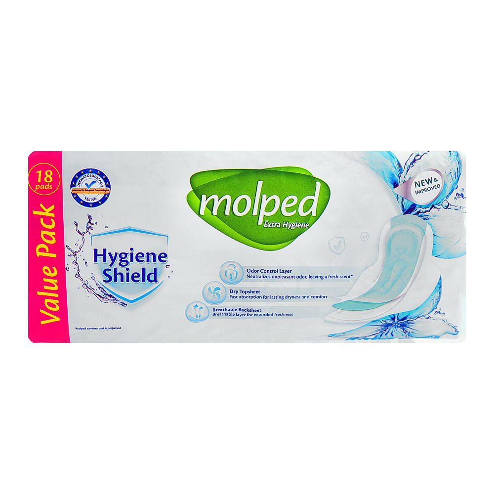 Molped Extra Hygiene Shield Maxi Thick Sanitary Pads, Long, 18 Pads ...