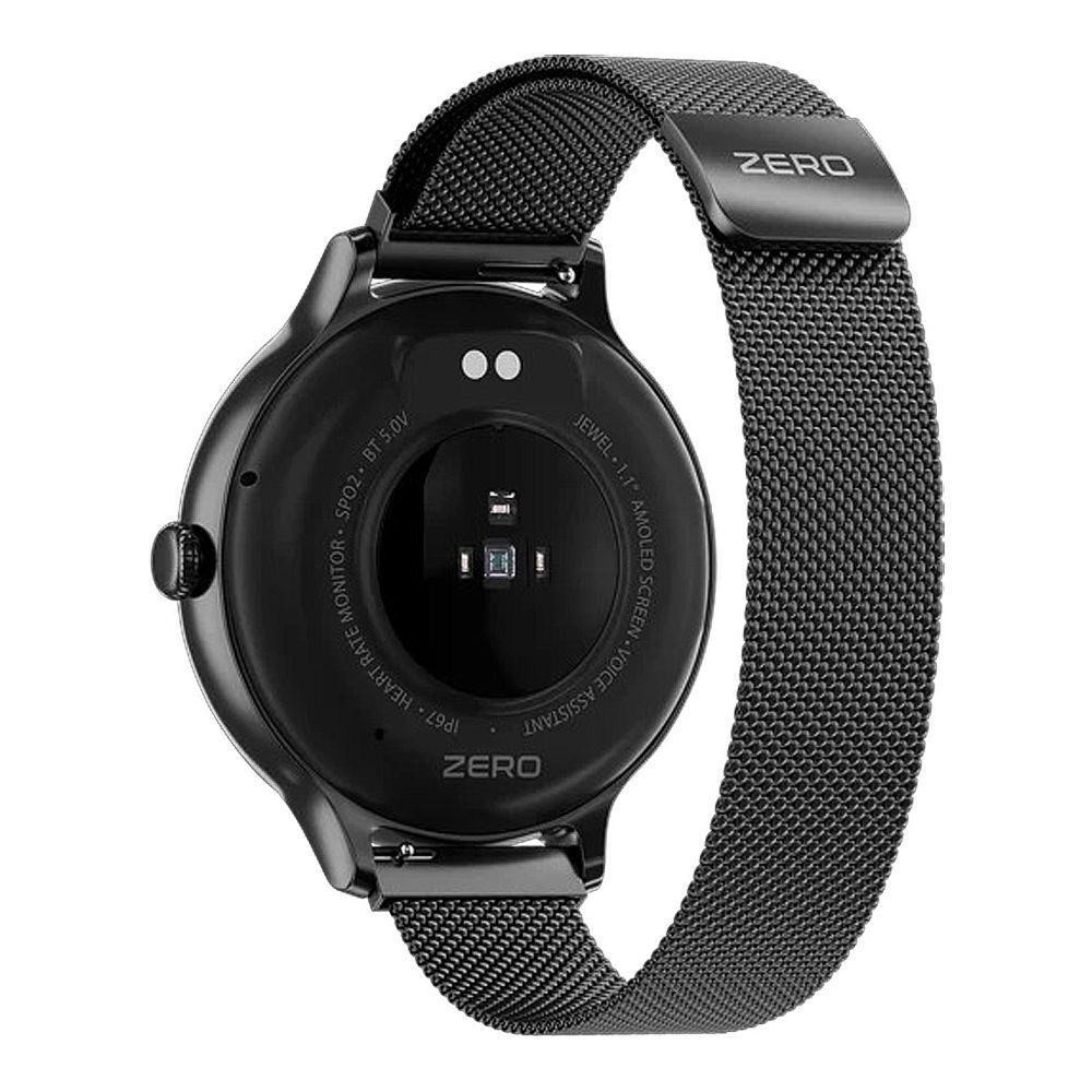 Zero Jewel Smoled Display BT Calling Smart Watch, Black Milannese