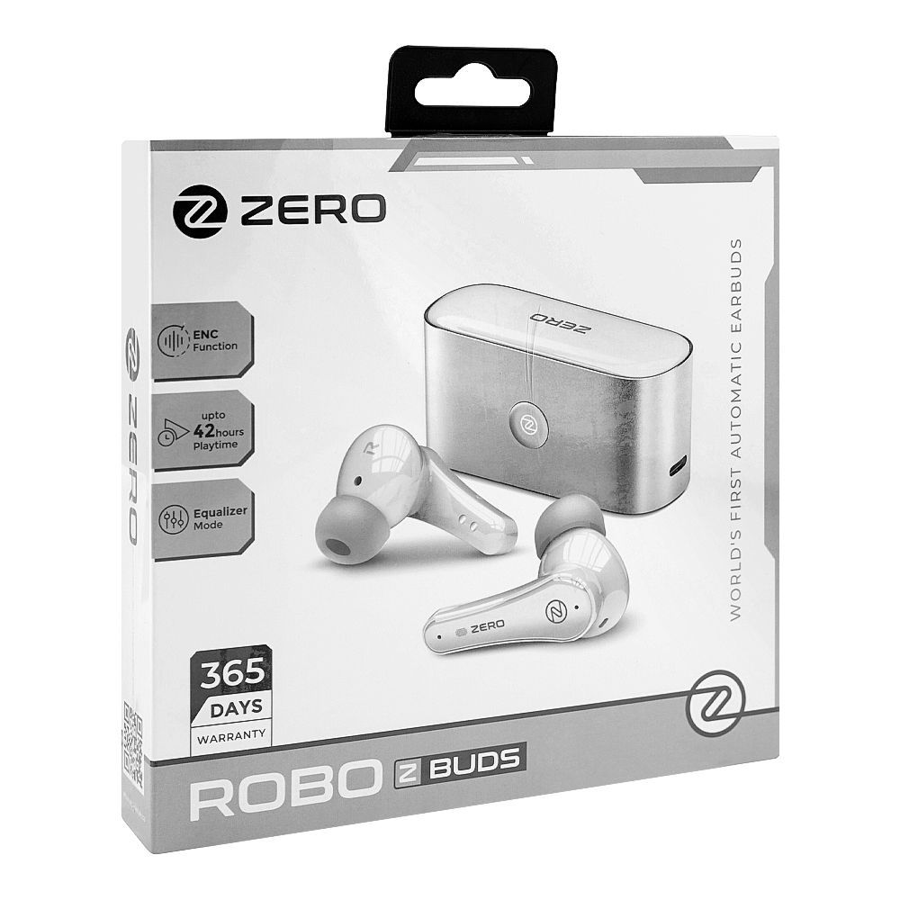 Zero Robo Z Buds ENC Wireless Earbuds, Milky White