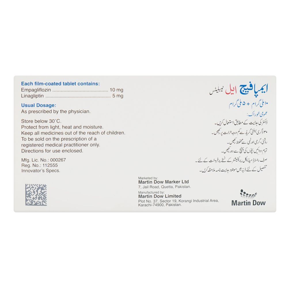Martin Dow Empaphage-L Tablet, 10mg + 5mg, 14-Pack