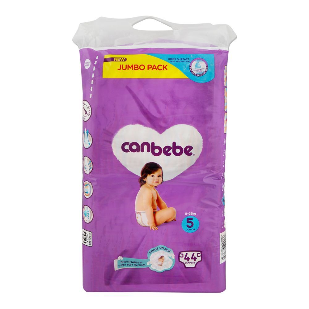 Canbebe Diaper Jumbo Pack, 5 Junior 11-25 Kilogram, 44-Pack