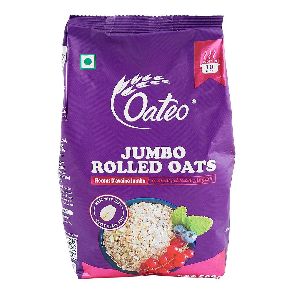 Oateo Jumbo Rolled Oats, 500g
