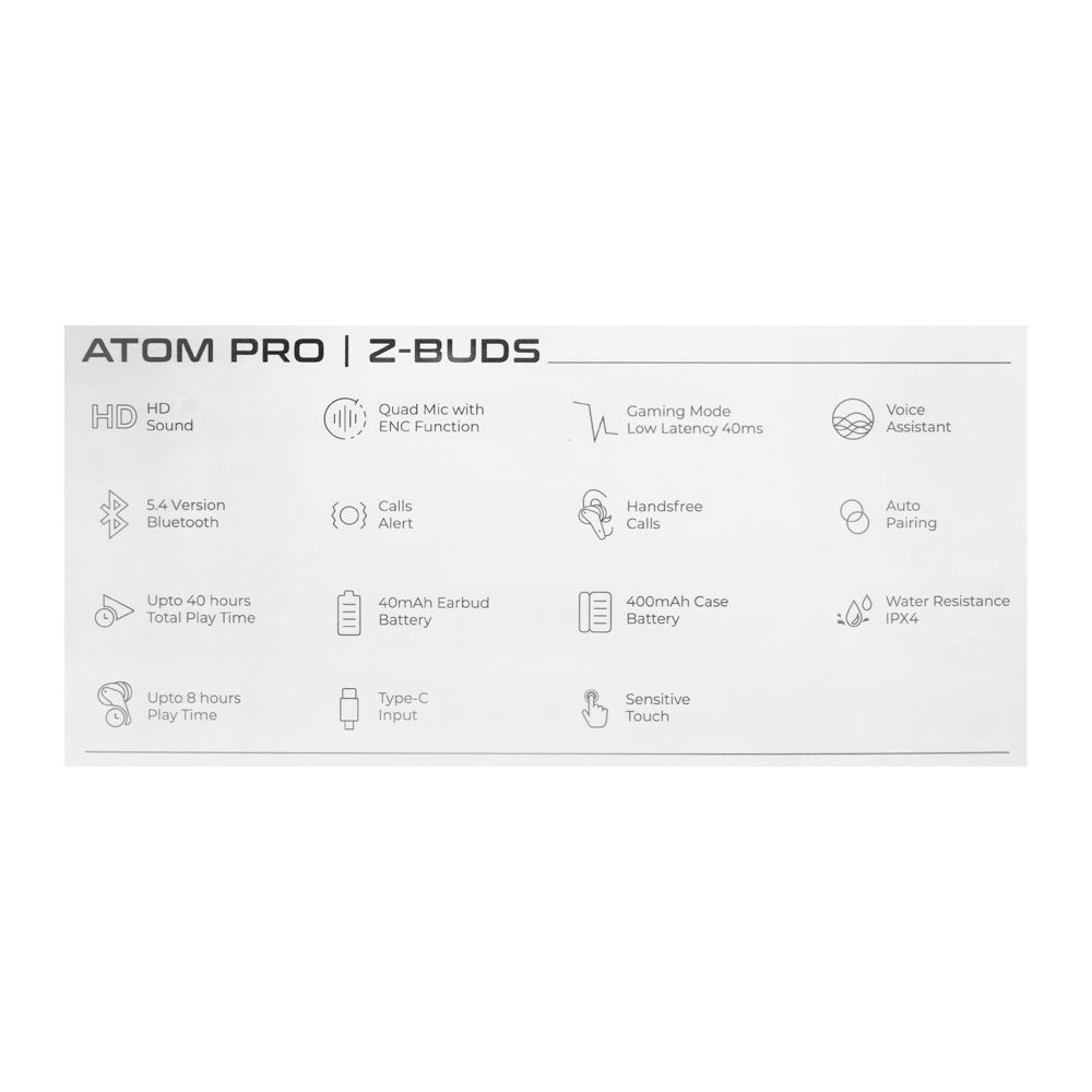 Zero Atom Pro Z ENC Wireless Earbuds, Space Blue
