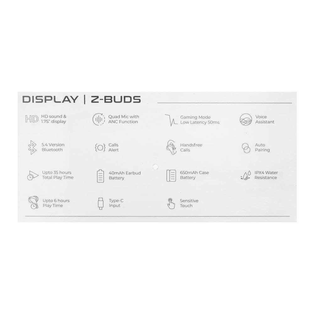 Zero Display Z ANC Wireless Earbuds, Metallic Blue