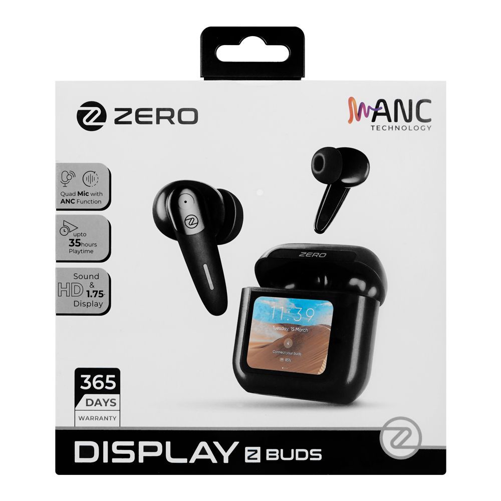 Zero Display Z ANC Wireless Earbuds, Metallic Black