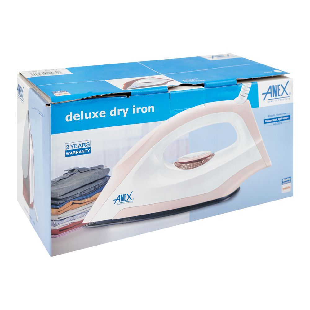 Anex Smart Dry Iron, 1100-1300W, Light Green & White, AG-2074