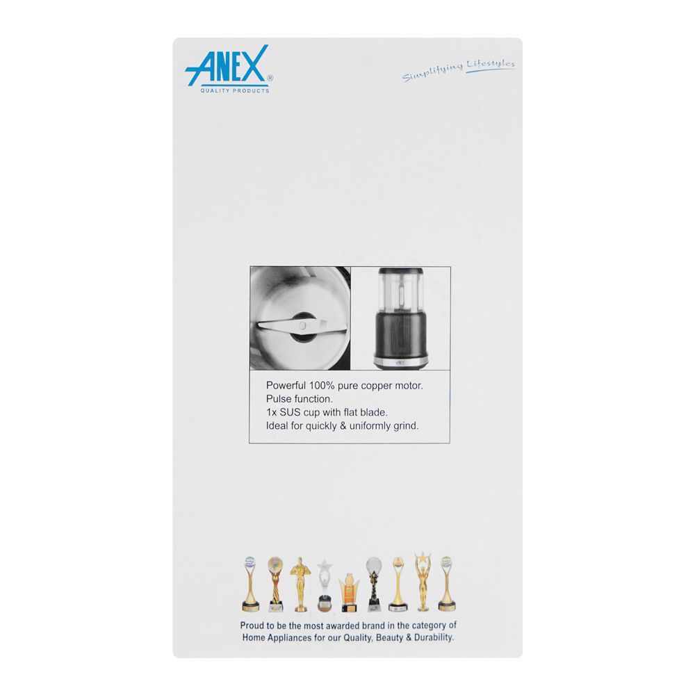 Anex Deluxe Grinder, Black, 380W, 220-240V, AG-646