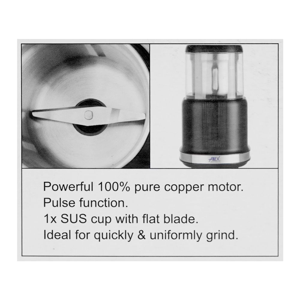 Anex Deluxe Grinder, Black, 380W, 220-240V, AG-646