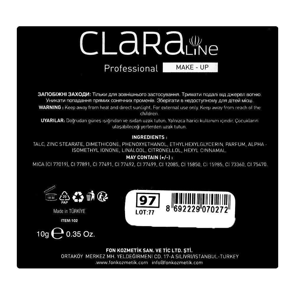 Claraline Professional High Definition Compact Powder, Paraben Free, 97 ...