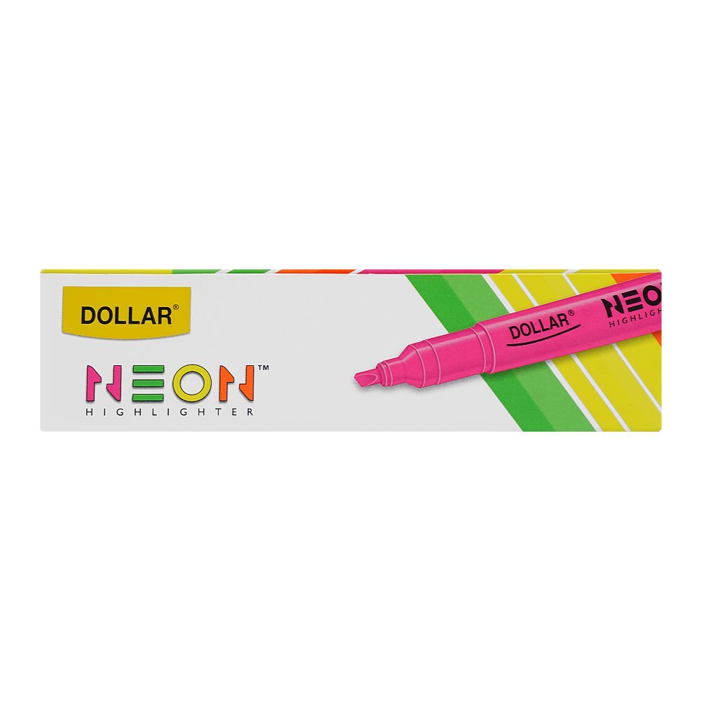 Dollar Neon Round Highlighter 5mm, Pink, HL5, 10-Pack