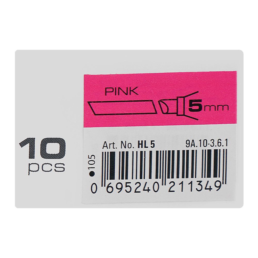 Dollar Neon Round Highlighter 5mm, Pink, HL5, 10-Pack