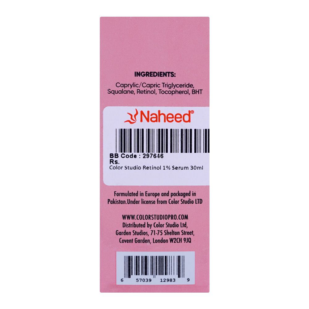 Color Studio Retinol 1% Serum, Fragrance Free, Ultra-Pure Vegan, 30ml