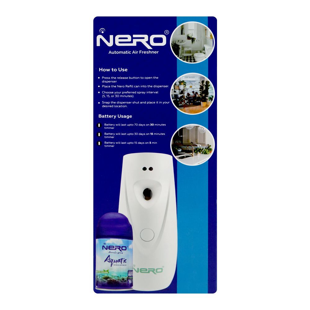 Nero Automatic Air Freshener Machine, Aquatic, With Device, Refill ...