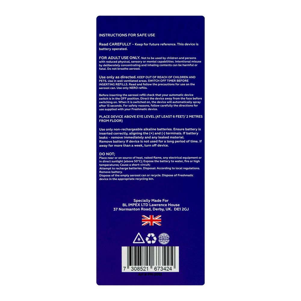 Nero Automatic Air Freshener Machine, Aquatic, With Device, Refill ...