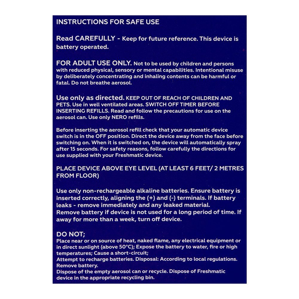 Nero Automatic Air Freshener Machine, Aquatic, With Device, Refill ...