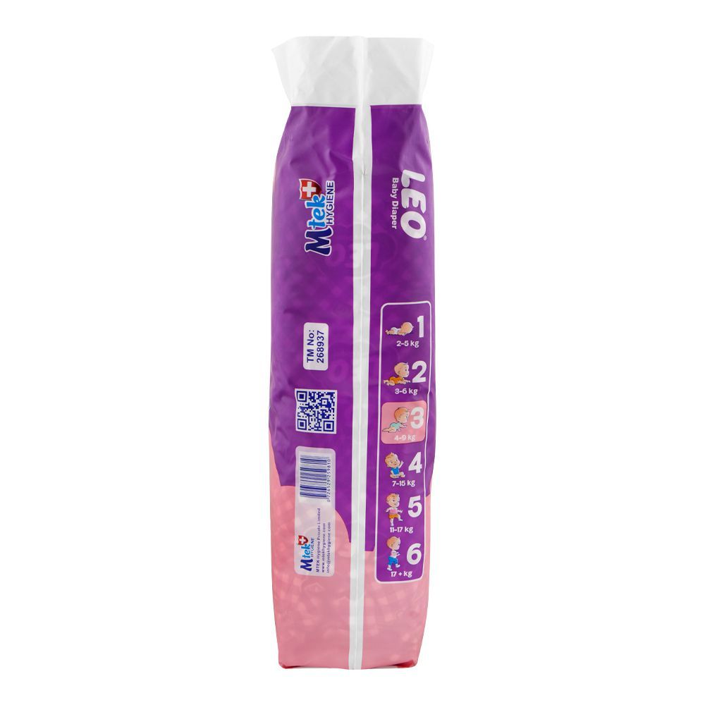 Leo Baby Diaper, Medium, 3, 4-9KG, 50-Pack