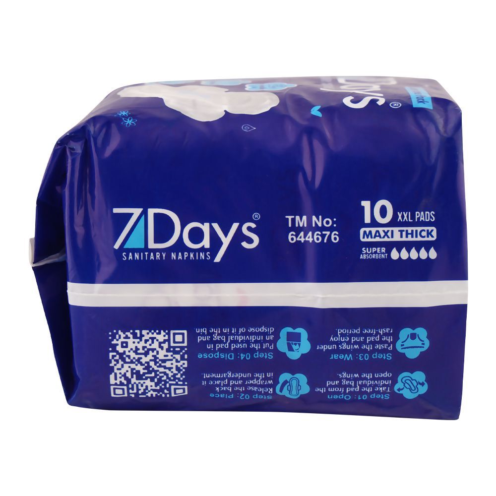 7 Days Maxi Thick Sanitary Pads, XXL, 10-Pack