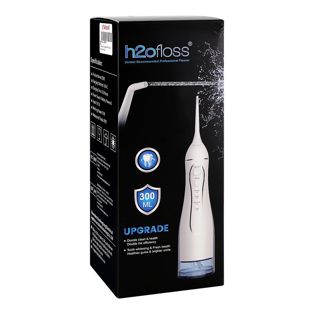 H2O Floss Oral Irrigator Rechargeable Professional Flosser, 300ml, 11W ...
