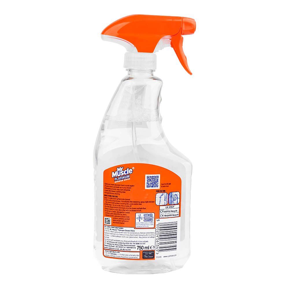 Mr. Muscle Platinum Shower Shine Shower Trigger Spray, 750ml