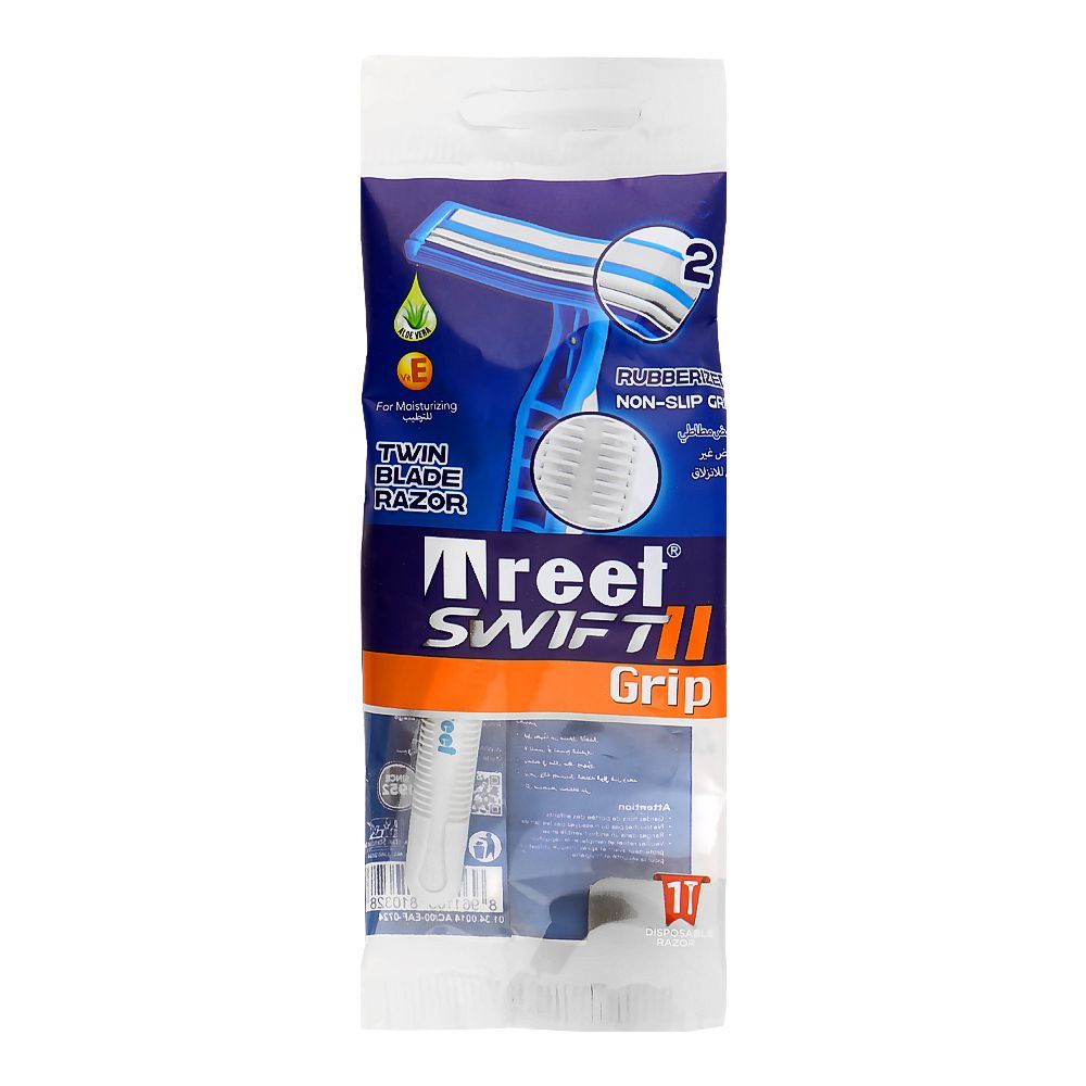 Treet Swift II Rubberized Non-Slip Grip Twin Blade Disposable Razor