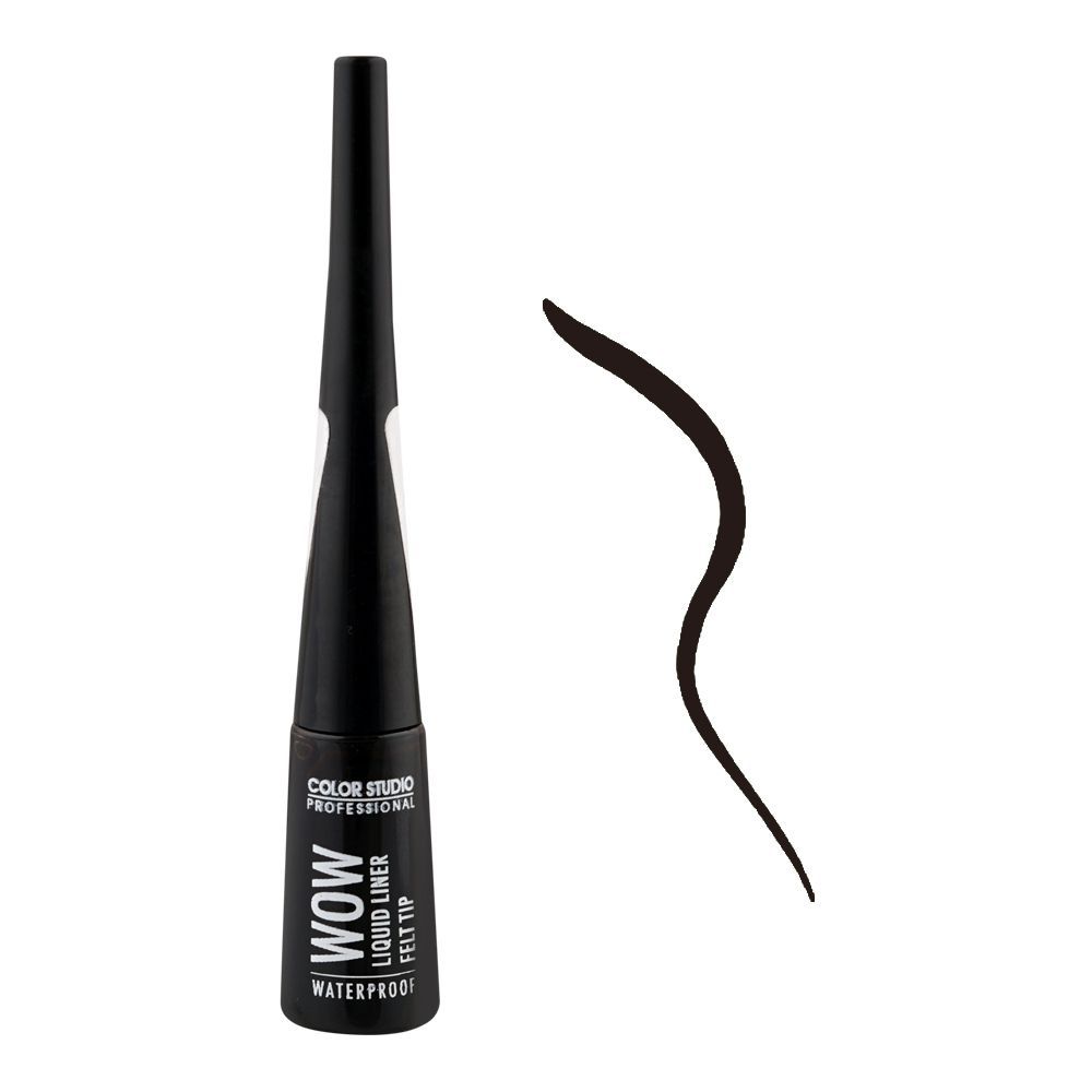 Color Studio Wow Liquid Eyeliner Felt Tip, Waterproof, Brown, 4.5ml