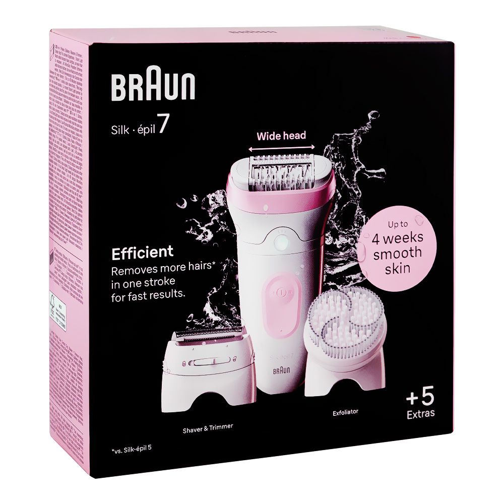 Braun Silk-epil 7 Epilator, Shaver & Trimmer White/Pink, Up to 40 Mins ...
