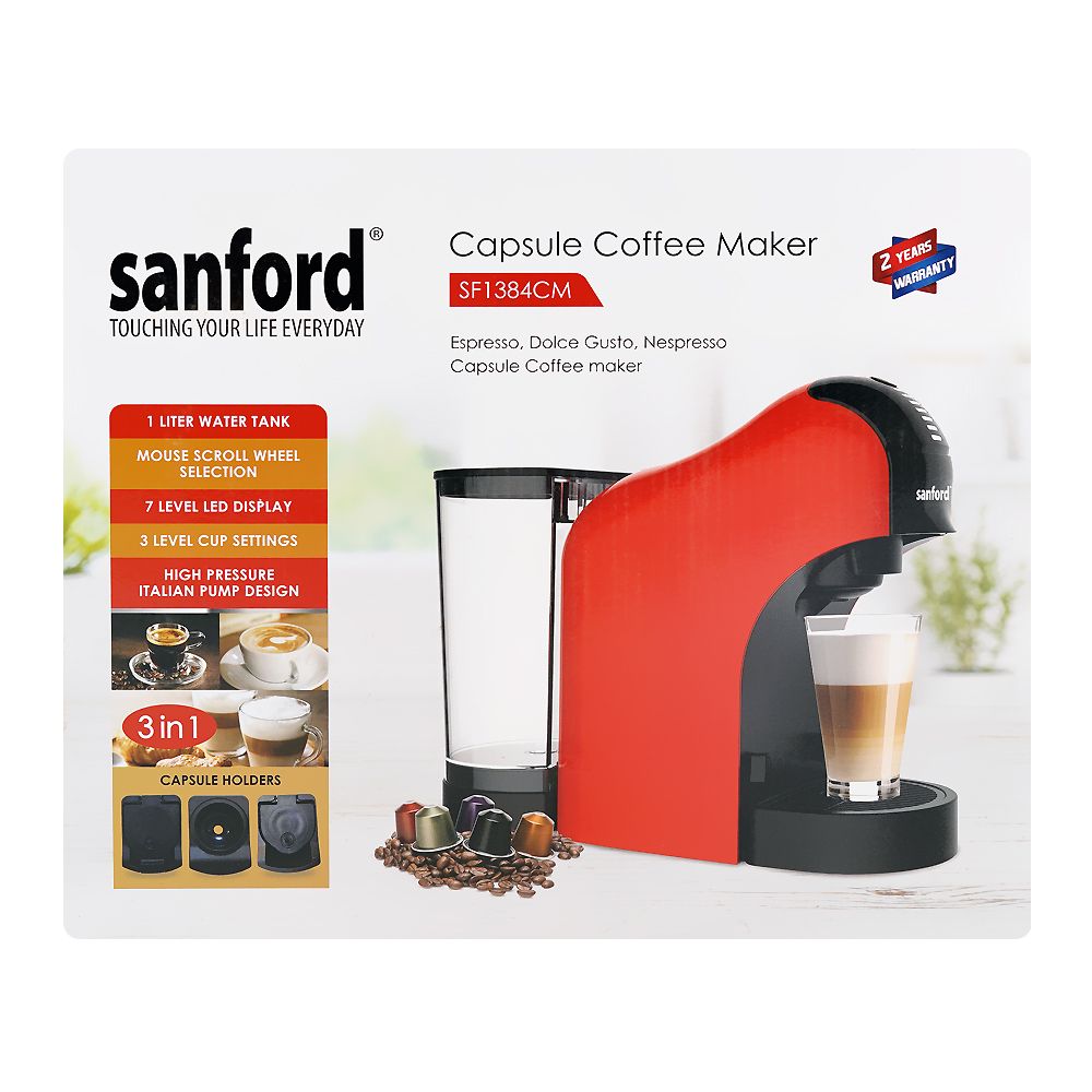 Sanford 3-In-1 Capsule Coffee Maker, 1400W, 220-240V, SF-1384CM